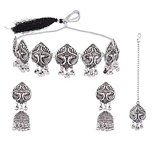 Efulgenz Oxidized Necklace Jewelry Indian Boho Vintage Antique Oxidized Necklace for Women