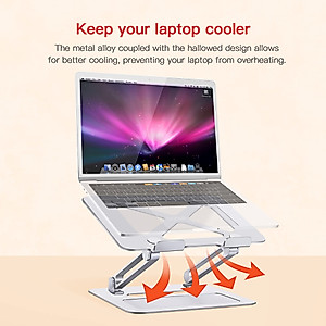 TRUNIUM Laptop Stand, Laptop Holder, Multi-Angle Stand with Heat-Vent, Adjustable Laptop Riser for Laptop up to 15.6 inches, Compatible for MacBook Pro/Air, Surface Laptop, and so on (Silver)
