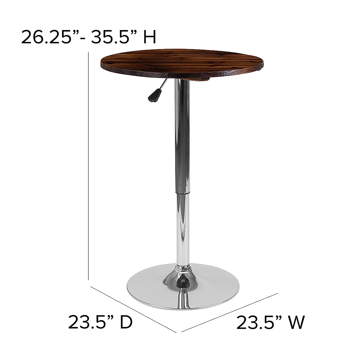 Flash Furniture Hills 23.5'' Round Adjustable Height Rustic Pine Wood Table (Adjustable Range 26.25'' - 35.5'')