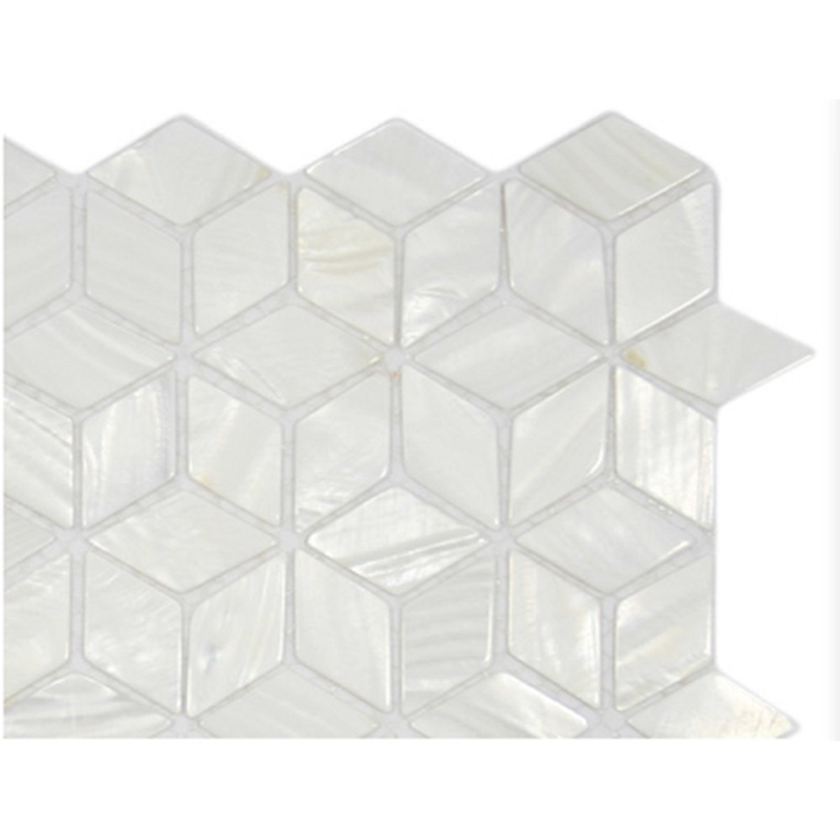 AFSJ White Rhombus Mother of Pearl Mosaic Tile for Bathroom/Kitchen/Spa Backsplash (6 Sheets)