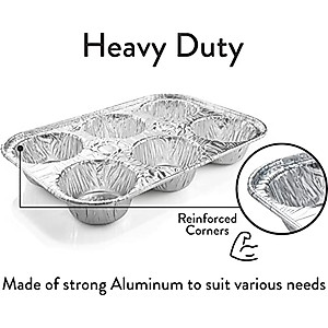 DOBI Muffin Pans (20 Pack) - Disposable Aluminum Foil 6-Cup Cupcake Pans, Standard Size. Classic Muffin Tin Size for Baking Cupcakes, Muffins and Mini Quiches