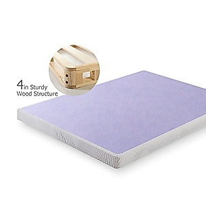 Zinus Edgar 4 Inch Wood Box Spring / Mattress Foundation / Sturdy Wood Structure / Low Profile / Easy Assembly, Queen