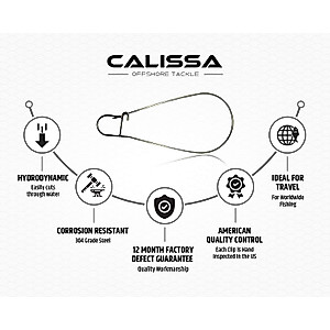 Calissa Offshore Tackle Kayak & Spearfishing Stainless Steel Fish Stringer Clip + 36” Steel Lanyard Speargun Spear Fishing Freediving Scuba Dive Diving Large Holder (Stainless Steel - No Clip)