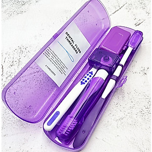 HRASY Portable Orthodontic Oral Care Kit for Braces - Interdental Brush Dental Wax Dental Floss Toothbrush Cleaning Kit(Purple)