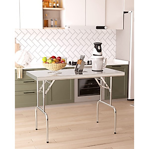Garvee Stainless Steel Folding Table 24 x 48 Inches, NSF Commercial Portable Prep & Work Table, Heavy Duty Table for Outdoor Camp Picnic Party Restaurant, Home and Hotel