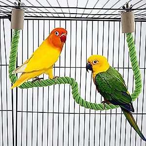 2 Pcs Bird Hemp Rope Perch Swing, Parrot Standing Stick Comfy Perches Birds Climbing Bendable Standing Stick (31.5" and 21.6")