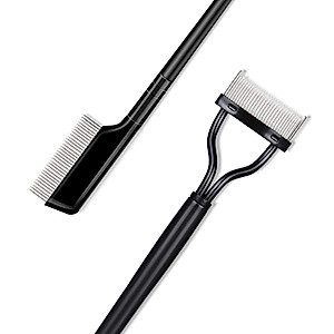 Eyelash Comb Lash Brush Separator 2Pcs, Dust2oasis Eyelashes Separator Curler Makeup Mascara Applicator, Eyelash Grooming Brushes Metal Teeth, Eye Makeup Brush Tools with Comb Cover dark black
