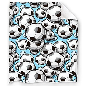 Soccer Throw Blanket Soft Fuzzy Plush Blanket Lightweight Flannel Blankets for Couch Bed Living Room Adults Kids Teens Gifts All Seasons 50"X40"