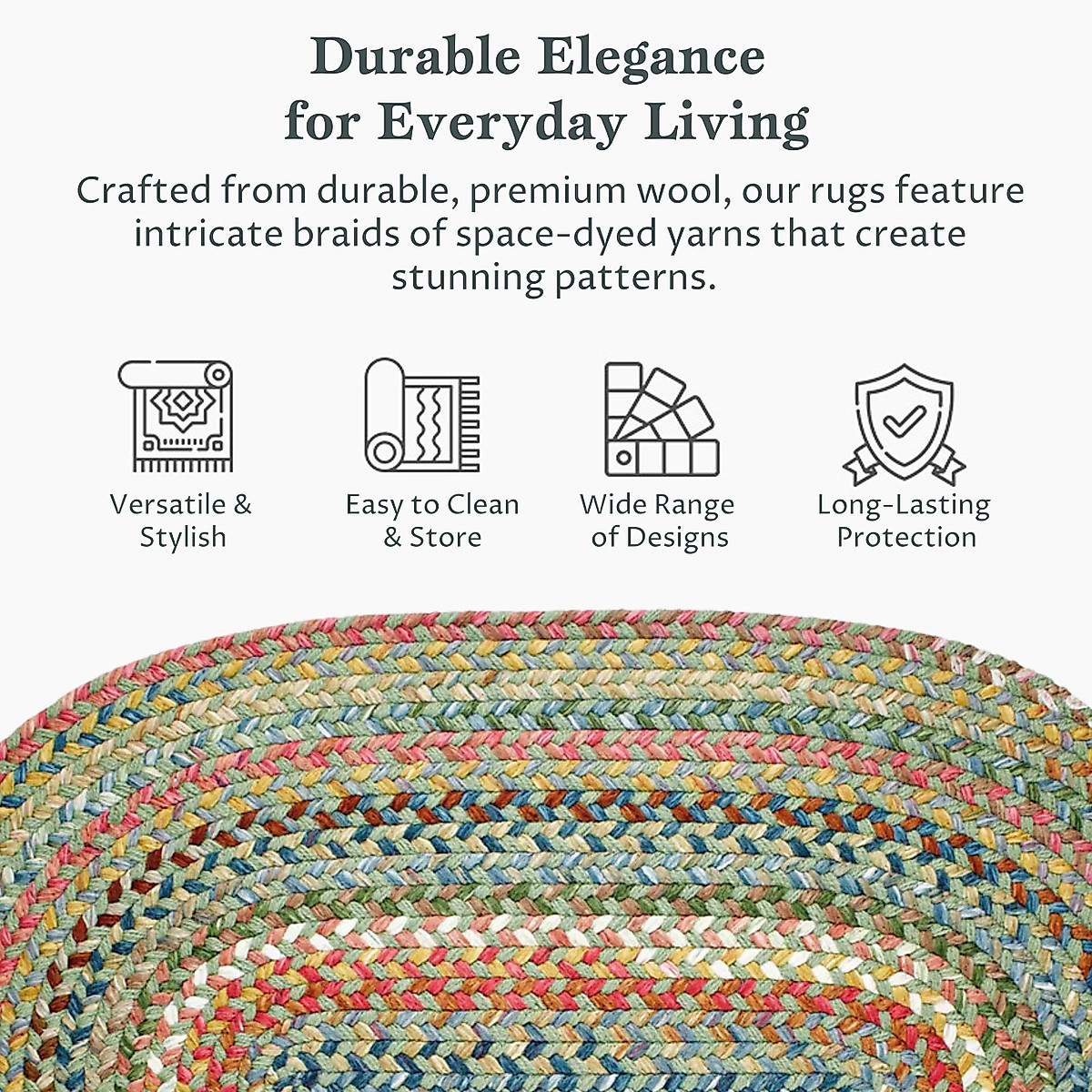 Rhody Rug Country Jewel CJ65 Peridot 7' x 9' Oval - Braided Area Rug, Home Decor, Floor Mat or Bedroom Rug - Easy Care, Ideal for High Traffic Areas in Hallway and Living Room - Made in USA