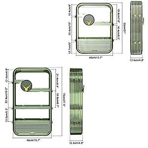 FZYUAN Bathroom Wall Cabinet Bathroom Cabinet Wall Mounted with Drawers Medicine Cabinet with Hooks Over The Toilet Storage Cabinet Hanging Cabinet for Bathroom Livingroom Kitchen,Green,40x12x70cm/17