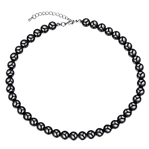 Women Choker Necklace Black Pearl Strand Necklace Bride Jewelry 10mm Big Faux Pearl Necklaces 18"