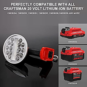 Taingwei 2000LM LED Work Light for Craftsman V20 Battery, 20W Flashlight for Camping, Car Repairing, Emergency and Job Site Lighting