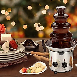 Electric Chocolate Fondue Fountain Machine for Parties 4 Tiers Hot Chocolate Fondue Tower for Nacho Cheese, BBQ Sauce, Liqueuers, 18inch Tall