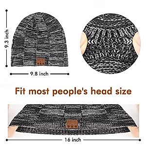 Deegotech Bluetooth Beanie, Music Tech Valentines Day Gifts for Men, Wireless Bluetooth Beanie Hat Skull Cap with Bluetooth 5.0 Headphone for Dad Husband Teens Boyfriend-Grey