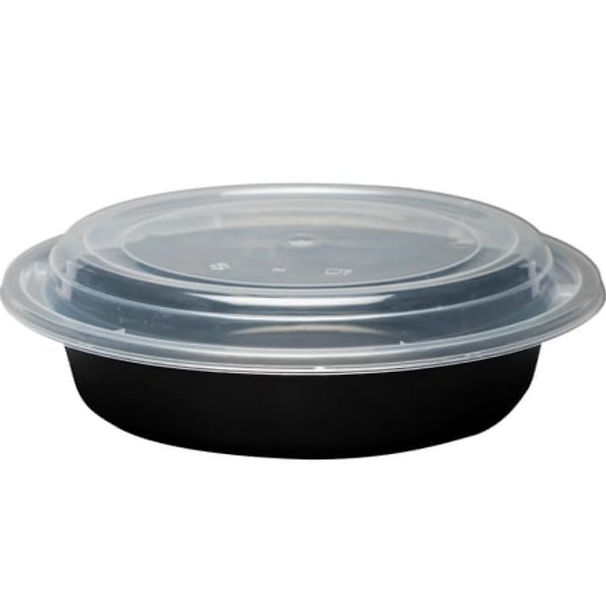 VeZee 24oz Disposable Black Meal Prep/Bento Box with Clear Dome Lids - Round Plastic Meal Containers - Leak Proof and Reusable Box : Perfect For Salad, Meal Prep and Fruits : Set of 50