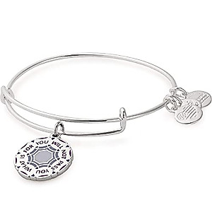 Alex and Ani Connections Expandable Bangle for Women, What is for You Will Not Pass You Charm, Shiny Silver Finish, 2 to 3.5 in