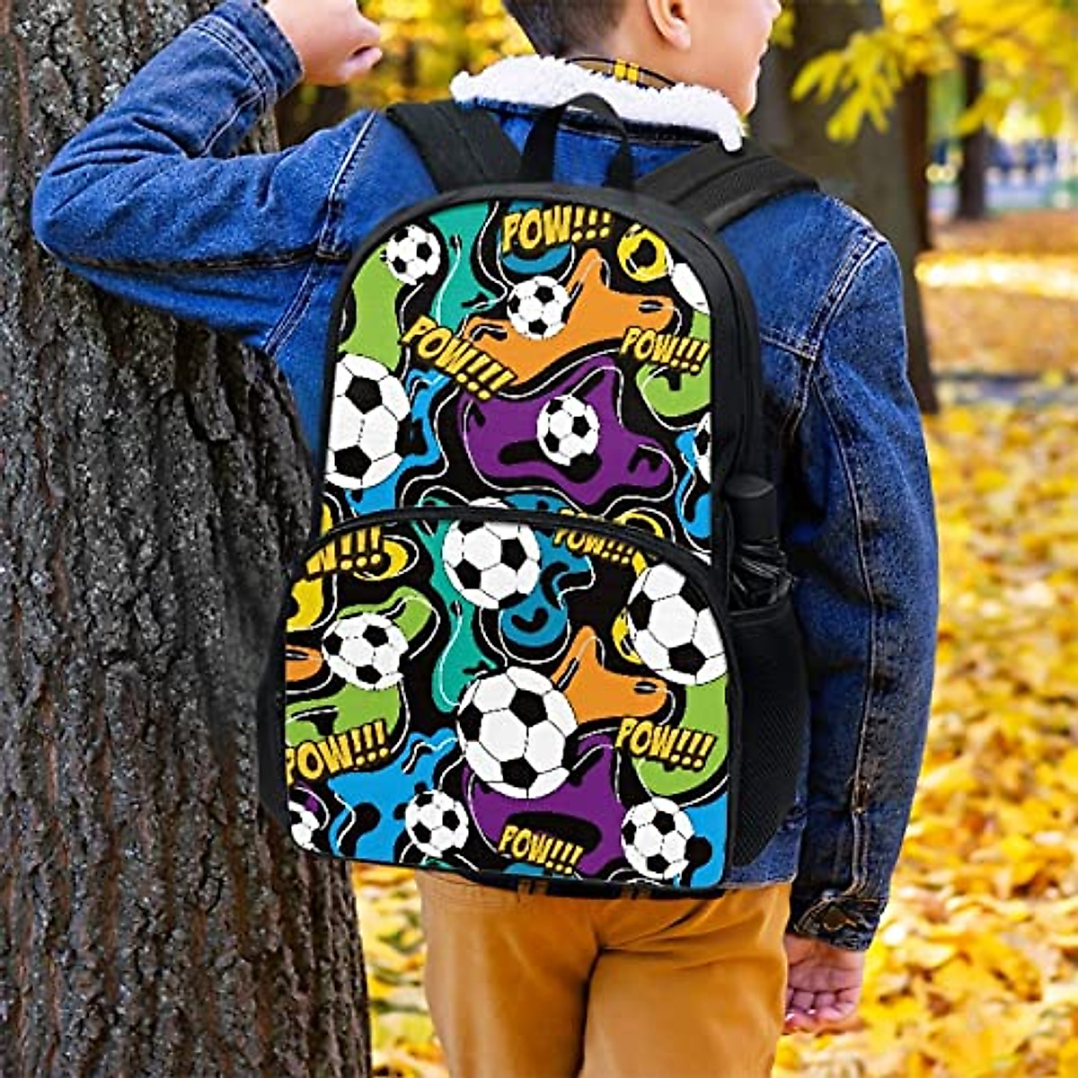 PORCLAY Soccer Backpack for Girls Boys Preschool Elementary School Bookbag College Cute Aesthetic Preppy Cute Book Bag Lightweight Laptop Rucksack Daypack