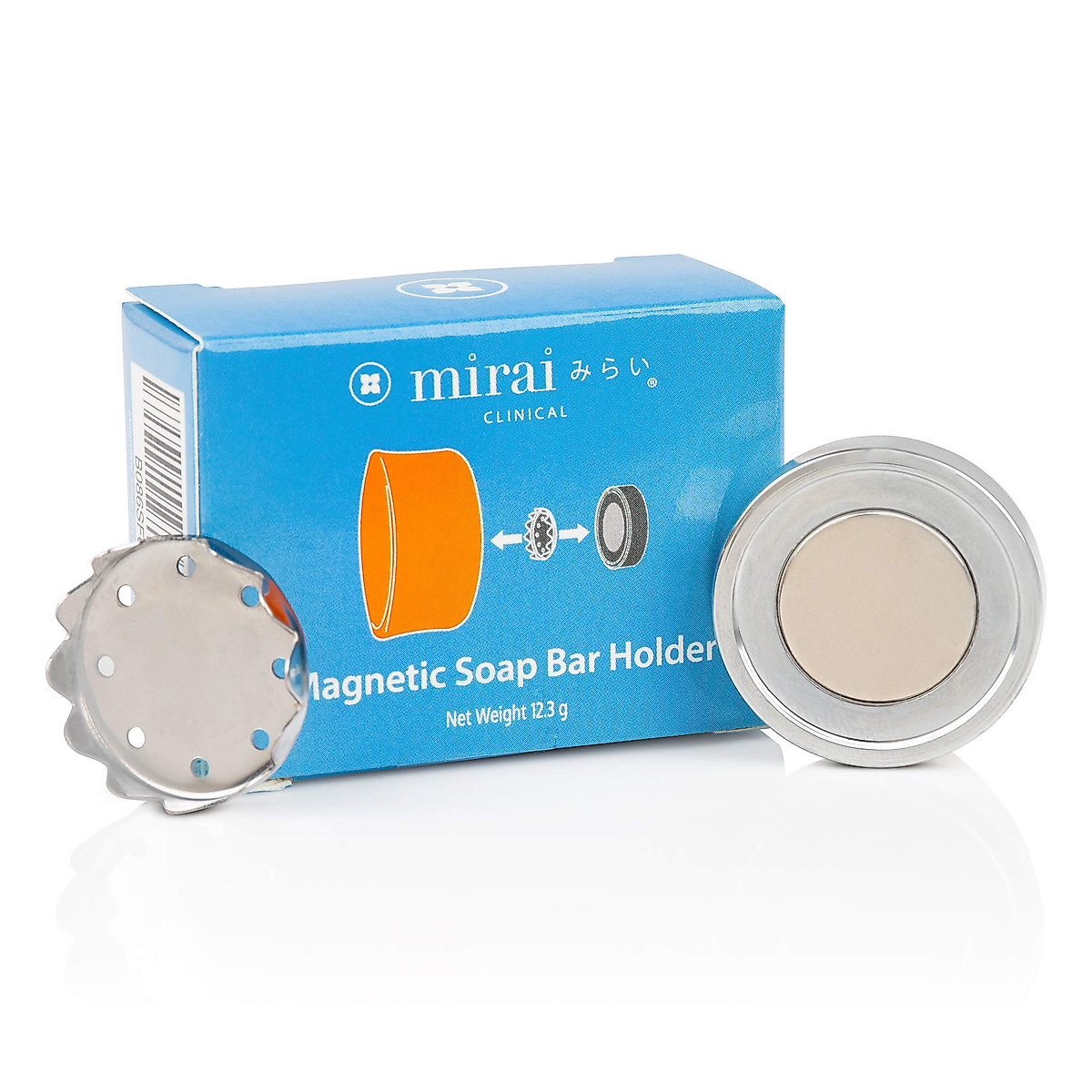 Mirai Clinical Magnetic Soap Holder for Shower Wall - Stainless Steel Savers for Bar Soap - Easy Clean Magnetic Soap Bar Holder Self Draining - Wall Mount Soap Tray for Shower Bathroom Kitchen Sink