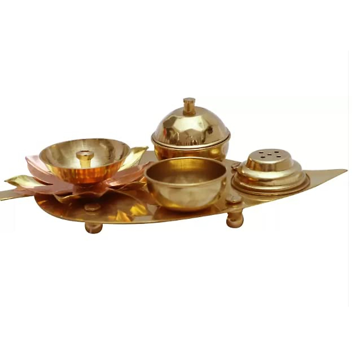 Tarini Gallery Brass Pooja Indian Antique Décor for Home Entrance Temple Festival Diwali Decoration and Gifting (Pooja Platter)