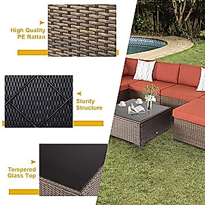 ide·o Patio Furniture Sets Backyard Furniture - 7 PCS Patio Conversation Sets, Wicker Patio Furniture, Outdoor Patio Set, Outdoor Patio Furniture
