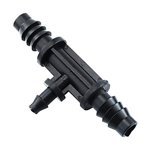DGZZI Garden Hose Reducing Tee Barb Connector 10PCS Black 3/8 Inch to 1/4 Inch Greenhouse Drip Irrigation Water Splitter for 4 mm Drip Hose