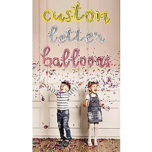 Envizins Custom Cursive Script Lowercase Gold, Rose Gold, Silver 16 inch Letter Foil Balloons, You Could Personalize a Phrase/Word/Number/Banner/Name. Straw and 32' Roll Ribbon Included