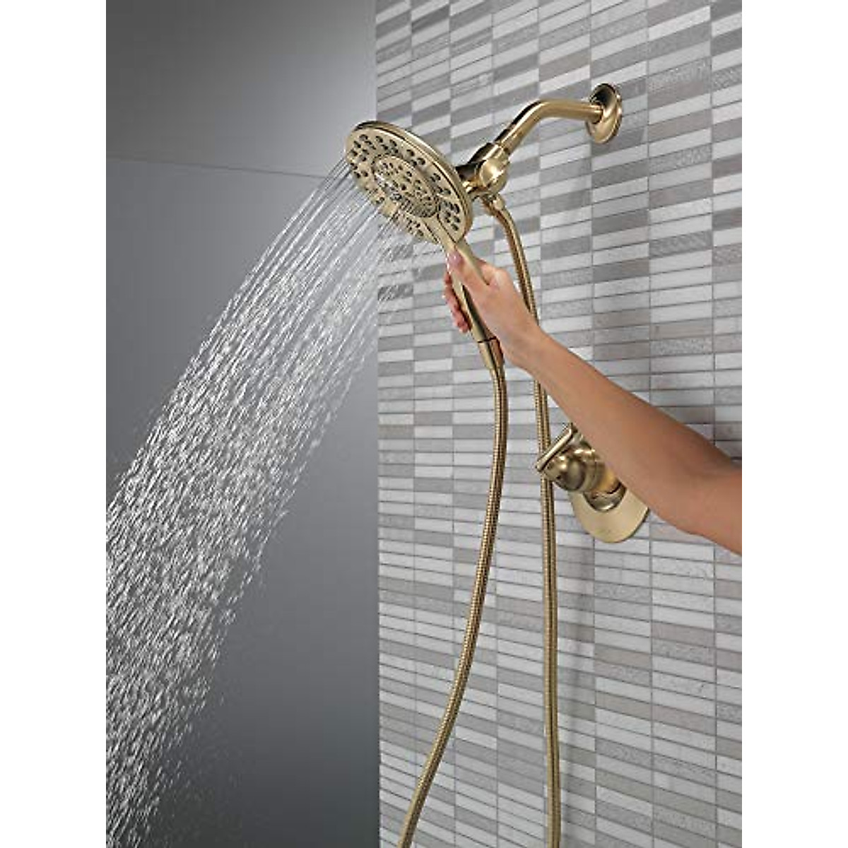 Delta Faucet Arvo 14 Series Single-Handle Shower Faucet, Shower Trim Kit with 4-Spray In2ition 2-in-1 Dual Hand Held Shower Head with Hose, Champagne Bronze 142840-CZ-I (Valve Included)