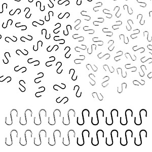 XIHIRCD 100pcs Miniature S Hooks for Hanging, Metal Silver Black Mini S Shaped Hook Tiny Small Ornament Hooks Up for DIY Crafts Jewelry Key Chain Tag Hanging