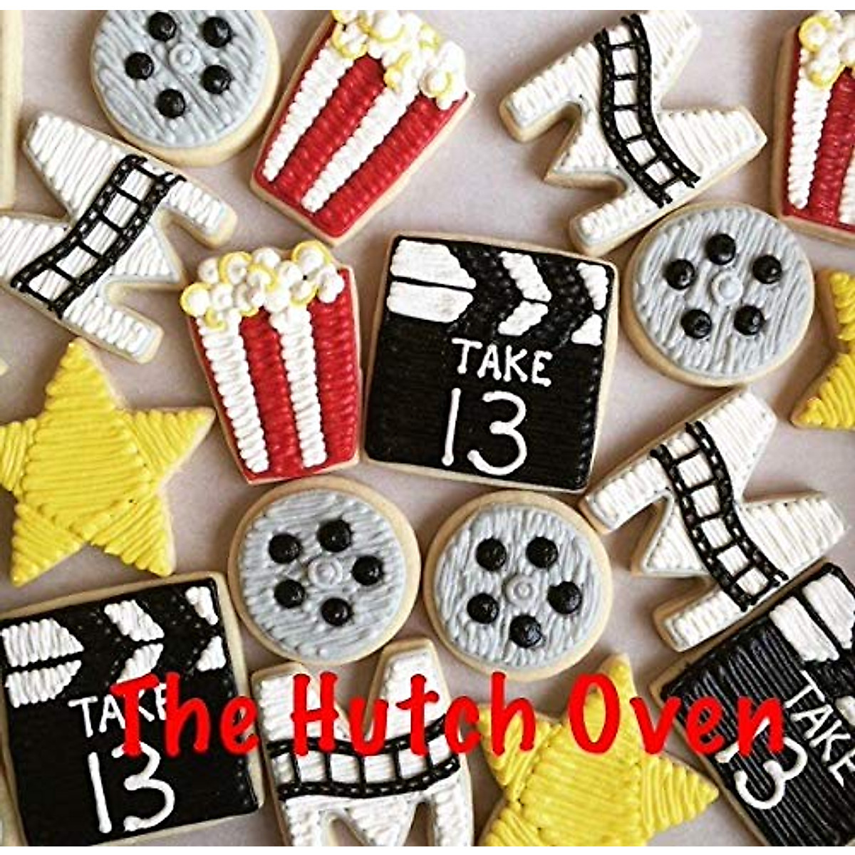 Hollywood Movie Theater Cookie Cutter 7 Piece Set from The Cookie Cutter Shop - Movie Reel, Star, Ticket, Popcorn, Soda Cup, Chocolate Bar/Box of Candy Cookie Cutters – Tin Plated Steel Cookie Cutters