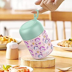 Insulated Food Jar for Hot Food, Runkrin 16oz Thermos Vacuum Double Wall Lunch Container with Spoon, Leak Proof Stainless Steel Thermal Bento Box for Kids Boys Girls Adults