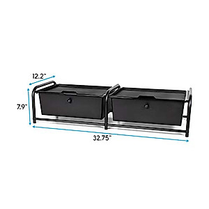 Richards Homewares Metal Frame Underbed Storage with Lids, 32.75”L x 12.2”D x 7.9”H, Requires at Least 8”H Clearance from Floor to Bed Frame, Black, 2-Drawer