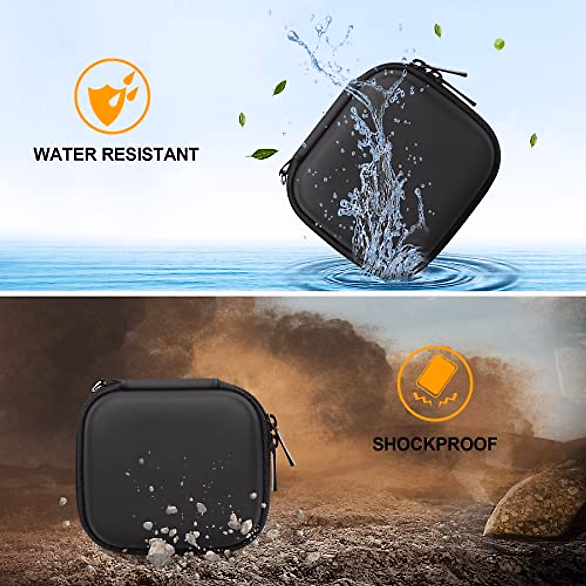 Elonbo Carrying Case for Marklife P12 Mini Bluetooth Label Maker Machine, Portable Wireless Handheld Label Printer Travel Protective Bag Storage Holder, Mesh Pocket Fits Label Paper Tape. Black+Grey