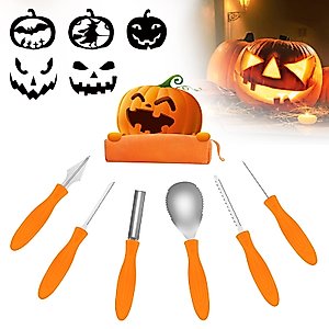 Yatashing Pumpkin Carving Kit Tools 12Pcs DIY Jack-O'-Lantern Professional Sturdy Stainless Steel Supplies Carving Stencils Zipper Bag for Adults & Kids and Halloween Decorations