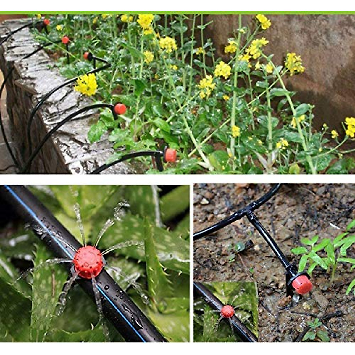 MSDADA Micro Drip Irrigation Kit, 50ft Garden Automatic Irrigation System, 1/4" Blank Distribution Tubing Hose Adjustable Nozzle, Plant Watering Kit for Garden, Patio, Greenhouse, Flower Bed, Lawn