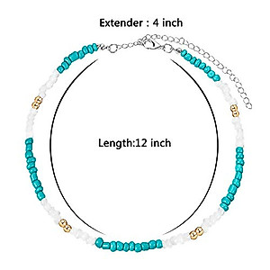 Hicarer Seed Bead Choker Necklace Tiny Beaded Choker Boho Colorful Choker Necklace Chain Jewelry for Women, Adjustable 12-16 Inches (Color Set 1, 8 Pieces)