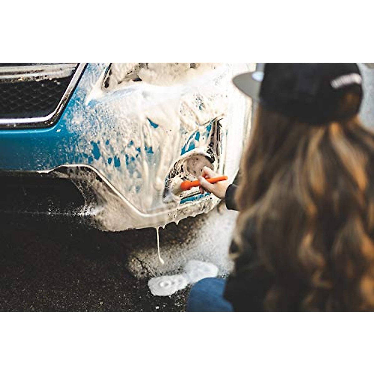 Detail Factory - Natural Boar's Hair Detailing Brush Combo Kit - Heavy Cleaning Action for Small Spaces, Engine Bays, Exterior Detailing, One Long Handle + One Short Handle, Orange (2-Pack)