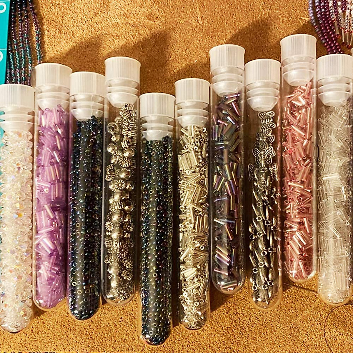 50Pcs Clear Plastic Test Tubes with Rack,16x100mm(10ml) Test Tube with Caps and 50 Holes Tubes Rack for Scientific Experiments,Party,Decorate The House,Candy Storage