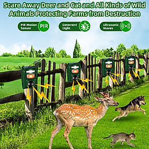 Upgraded Ultrasonic Animal Repeller Outdoor,Deer Repellent Devices Solar Animal Repeller with Motion Sensor & Strobe Light Animal Deterrent to Keep Dog Cat Deer Rabbit Squirrel Raccoon Out of Yard