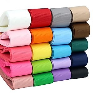 Midi Ribbon Grosgrain Ribbon 1 inch Ribbon 20 Solid Color Ribbon Assortment, 1" X 2 Yard Each, Total 40 Yds Per Package, Thin Ribbon Grosgrain Thick Ribbon Fabric Ribbons for Crafts, Hair Bow Supplies