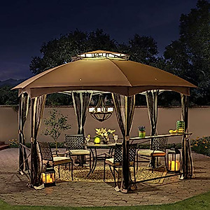 Sunjoy Ashton 14.7x14.7 ft. 2-Tone Hexagon Steel Gazebo with 2-Tier Dome Roof, Gray