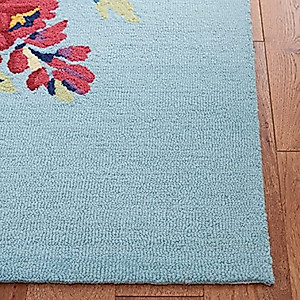 Safavieh Chelsea Collection 3' x 5' Blue/Rose HK219M Handmade French Country Floral Wool Area Rug