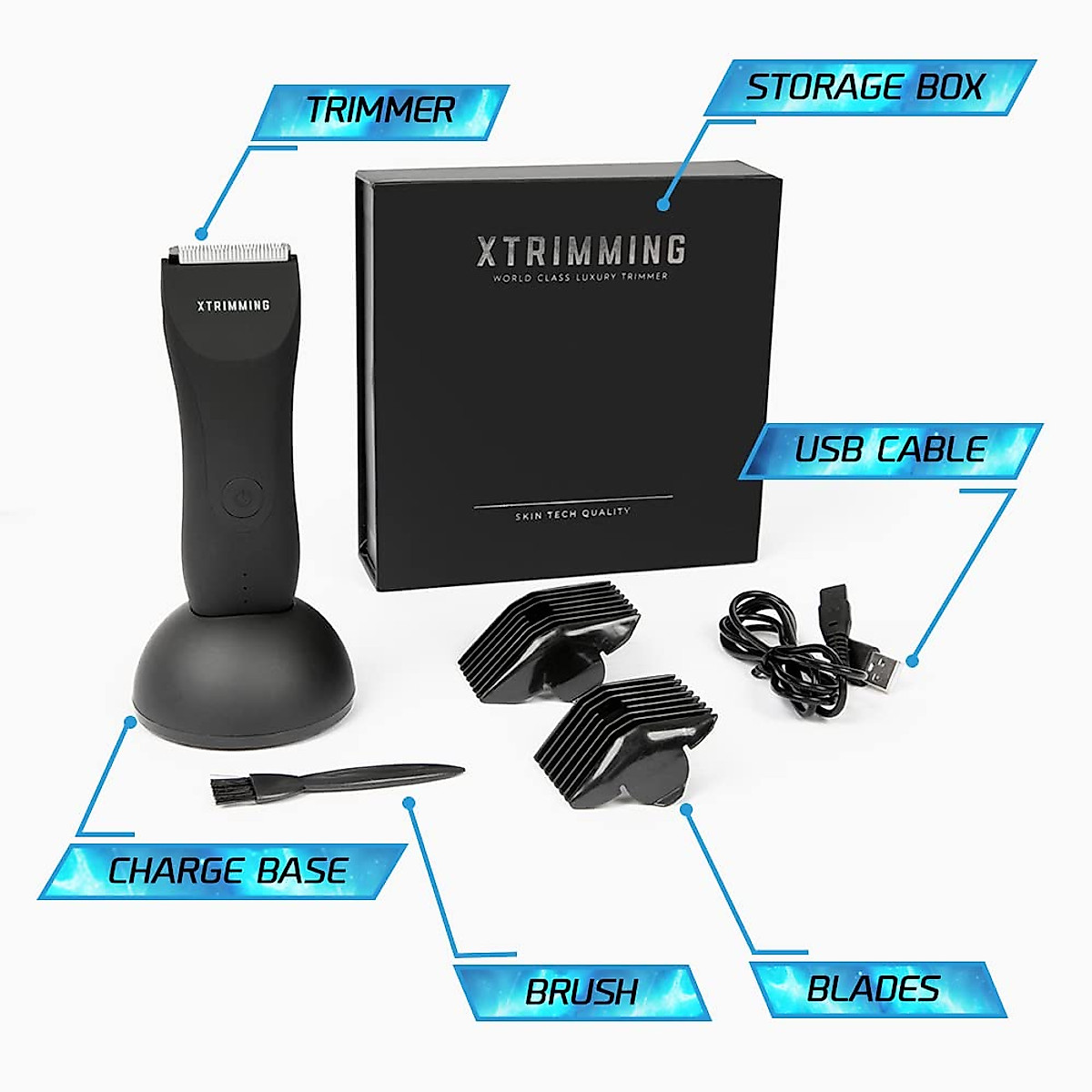 Xtrimming Pubic Hair Trimmer for Men - Waterproof Electric Body Trimmer for Men - Body Hair Trimmer for Men - Great Hair Razor Hygiene Fully, Cordless Trimmer, Rechargeable & Smooth Body Shaver