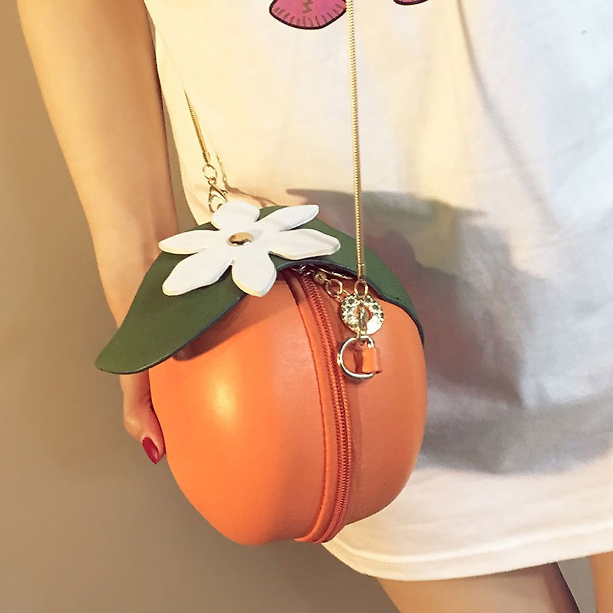 MILATA Fruit Orange Shaped Women Pu Leather Clutch Purse Cross Body Bag