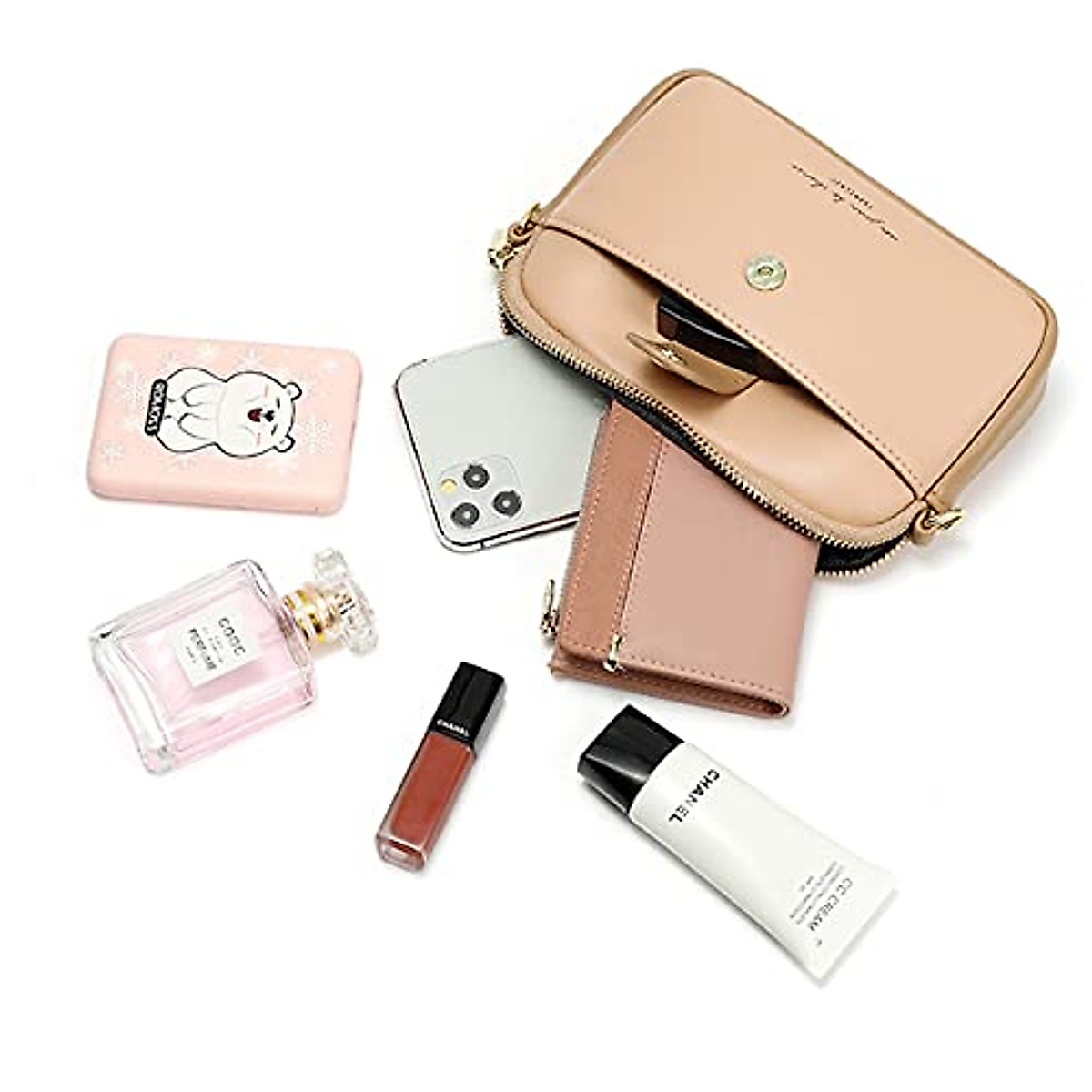 Mini Messenger Shoulder Handbag for Women Soft Vegan Leather Fashion Travel Wallet with Adjustable Strap - Black