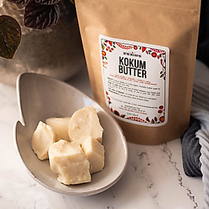 Better Shea Butter Raw Kokum Butter Unrefined - Body Butter Bar for Soap Making and DIY Butter, Skin and Hair Products - Pure, Unscented Skin Butter for Lotion Base - Kokum Butter 8 oz Block