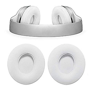 Cushion Pads for Beats Headphones, Replacement Memory Foam Soft Leather Covers Compatible for Solo 2 & 3 Wireless On-Ear Headphones (White)
