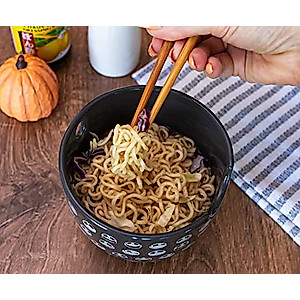 The Nightmare Before Christmas Disney Jack Skellington Faces Japanese Ceramic Dinnerware Set | Includes 20-Ounce Ramen Noodle Bowl and Wooden Chopsticks