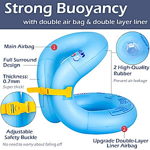 Hyfoo Floaties Swim Vest for Child, Portable Inflatable Pool Floats Swimming Ring with Adjustable Safety Buckle, Safety Swim Arm Bands with Double Surround Air Bag, Durable Float Tube for Kids/Adult