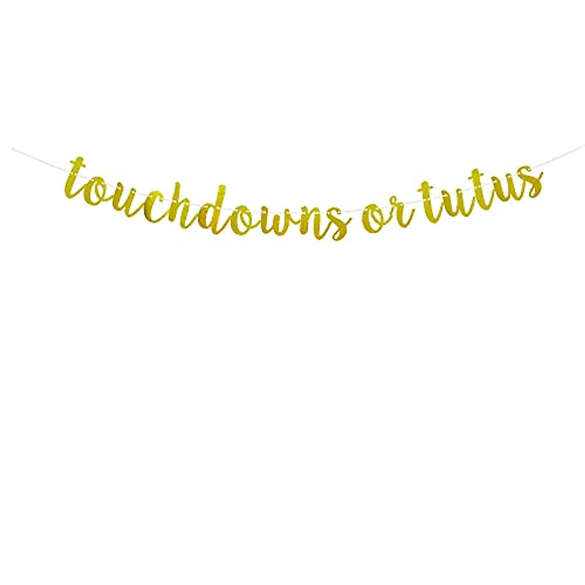 Touchdowns or Tutus Banner For Baby Shower Gender Reveal Party Decorations Pre-strung Gold Glitter Paper Banner Gold yujiaonly
