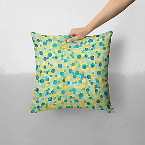 iiRov Mixed Yellow and Blue Watercolor Dots - Custom Decorative Home Decor Indoor or Outdoor Throw Pillow Cover Plus Cushion Set for Sofa, Bed or Couch (Pillow CASE Cover Plus Cushion)
